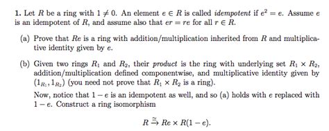 solved i let r be a ring with 1メ0 an element e r is called