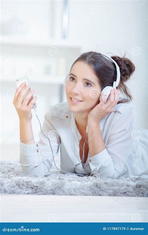 Smiling Girl Resting And Listening To Music Stock Image Image Of