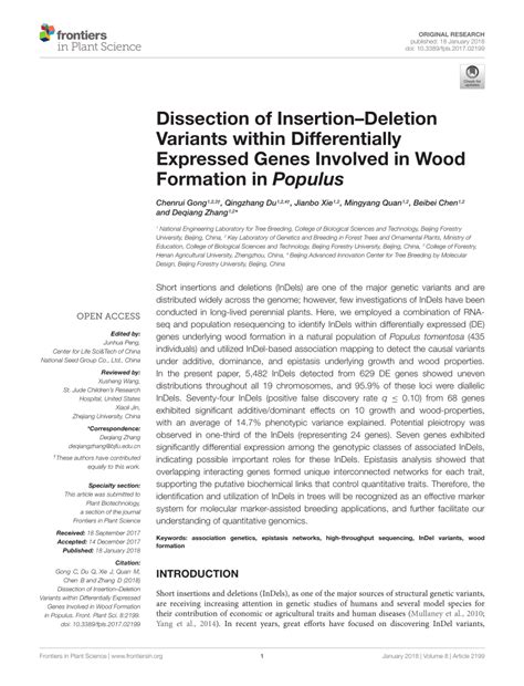 Pdf Dissection Of Insertion Deletion Variants Within Differentially Expressed Genes Involved