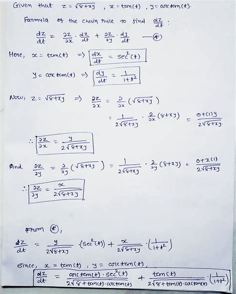 [solved] how to solve this question？ use the chain rule to find dz dt