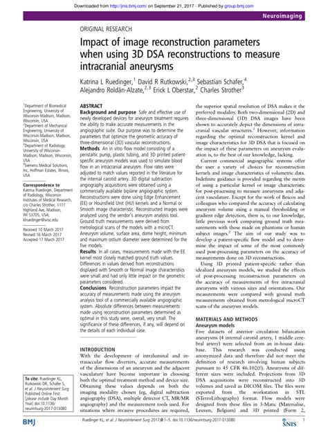 Pdf Impact Of Image Reconstruction Parameters When Using 3d Dsa