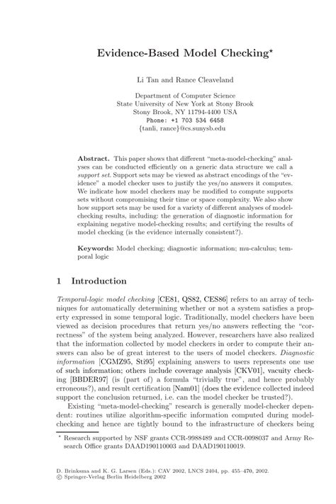 Pdf Evidence Based Model Checking