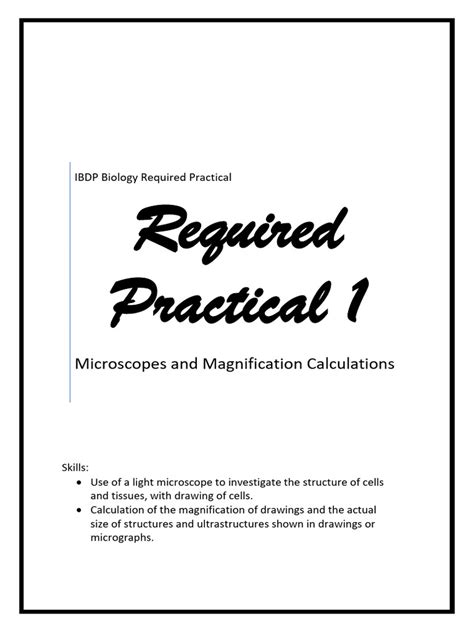 1 Ib Biology Required Practical 1 Microscopes Answers Pdf Laboratories Optics
