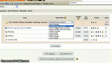 Weighted Grades In Moodle Youtube