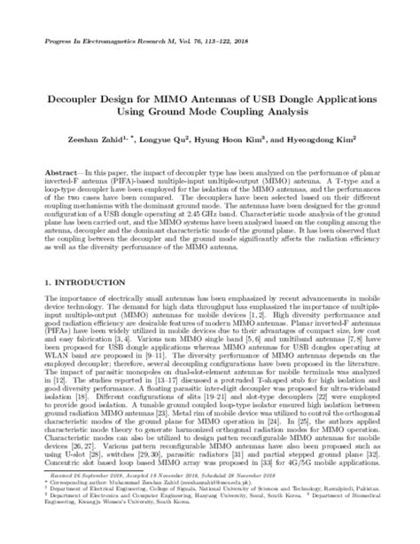 Pdf Decoupler Design For Mimo Antennas Of Usb Dongle Applications Using Ground Mode Coupling