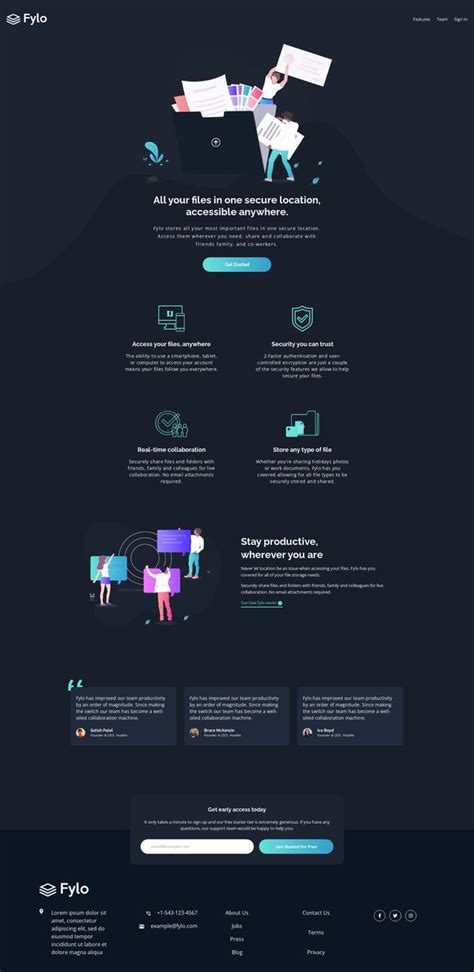 Frontend Mentor Responsive Fylo Landing Page Built With Tailwind