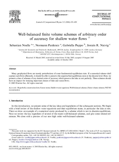 Pdf Well Balanced Finite Volume Schemes Of Arbitrary Order Of