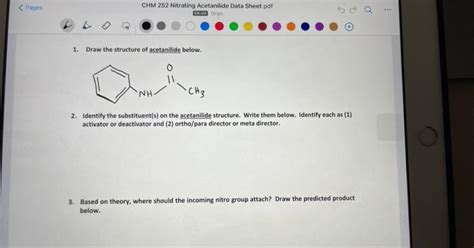 Solved 1 Draw The Structure Of Acetanilide Below 2