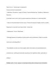 Powerpoint Notes Trauma Docx Topics For Use Trauma Paper Or Powerpoint Trauma Overview For