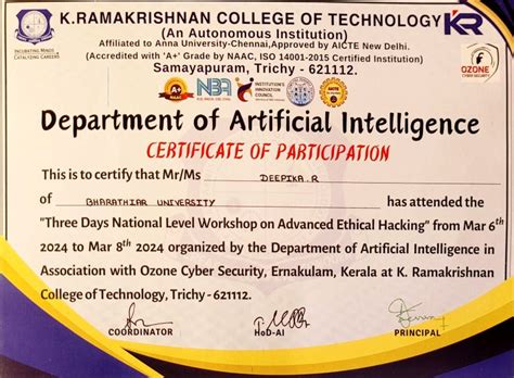 Deepika Ravi Shankar On Linkedin Ethicalhacking Cybersecurity Workshop Krct Trichy