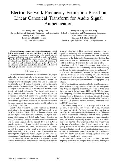 Pdf Electric Network Frequency Estimation Based On Linear Canonical