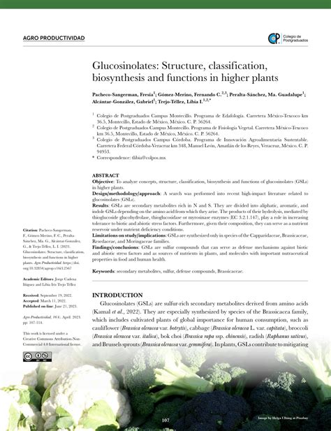 Pdf Glucosinolates Structure Classification Biosynthesis And
