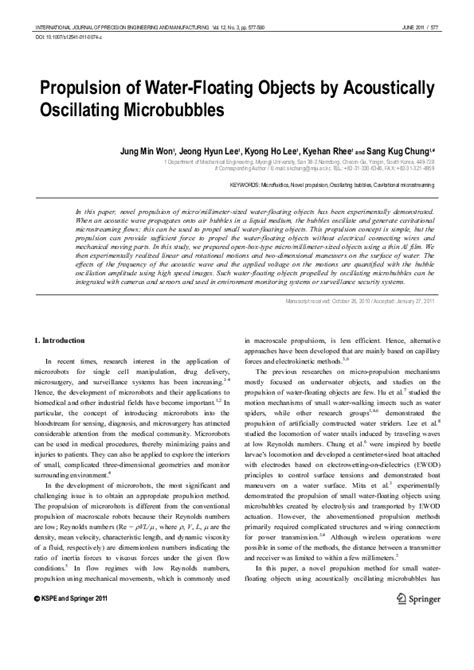 Pdf Propulsion Of Water Floating Objects By Acoustically Oscillating Microbubbles