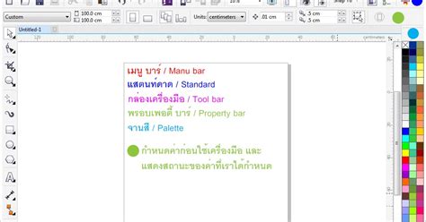 Coreldraw ส่วนประกอบของหน้าจอ Coreldraw