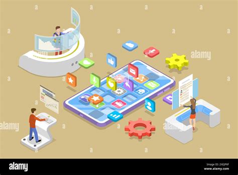 3d Isometric Flat Conceptual Illustration Of React Native Development