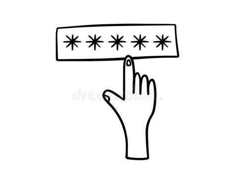 Password With Hand Doodle Isolates Sign Hand Drawn Outline Doodle
