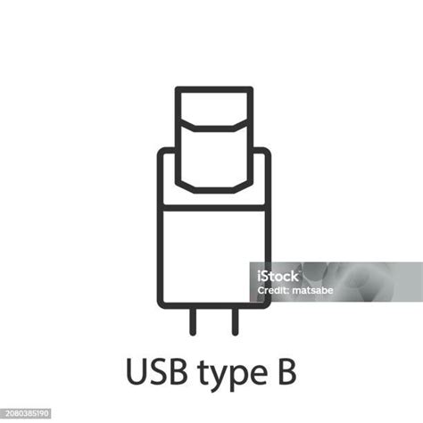 Usb 타입 B 케이블 선형 아이콘 편집 가능한 획이 있는 선 Usb 케이블에 대한 스톡 벡터 아트 및 기타 이미지 Usb