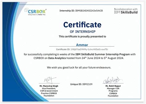 Ammar Qasmi On Linkedin Data Analytics Summer Internship Program Certificate