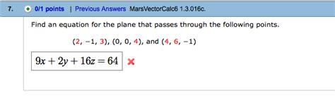 solved 7 0 1 points previous answers marsvectorcalc6
