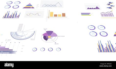 Image Of Colourful Graphs And Data Processing On White Background Global Business And Digital