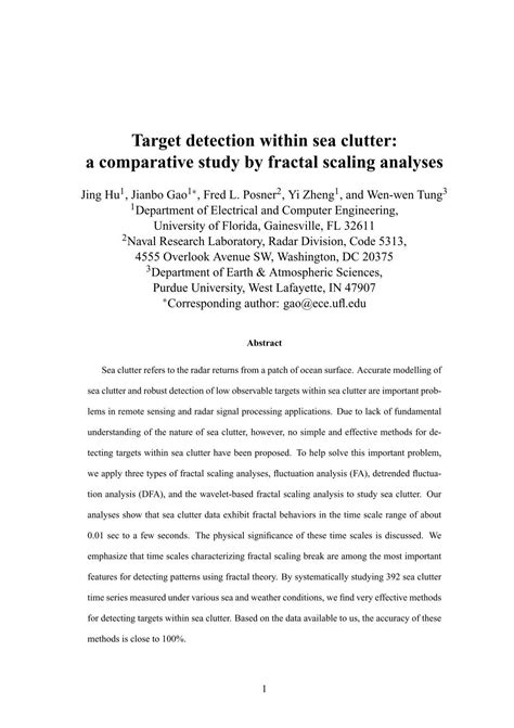 Target Detection Within Sea Clutter A Comparative Deborah J Aks