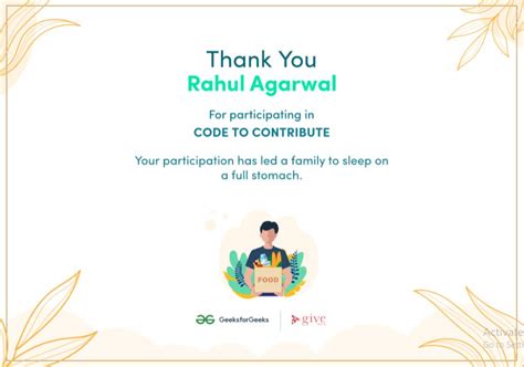 Rahul Agarwal On Linkedin Thanks To Geeksforgeeks And Giveindia For Such A Great Initiative
