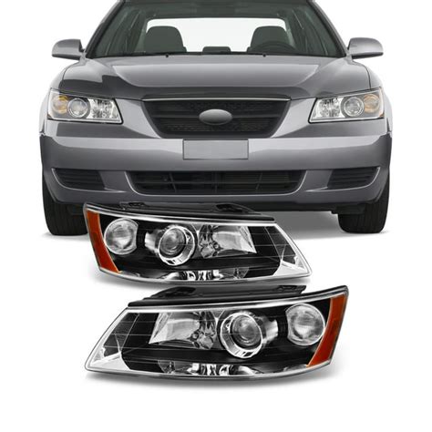 Akkon Hyundai Sonata Black Bezel Projector Headlights Headlamps Front