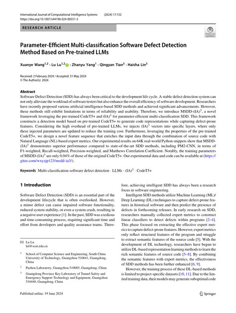 pdf parameter efficient multi classification software defect