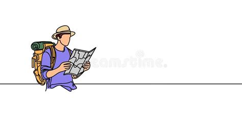 One Line Drawing Hiker Stock Illustrations 107 One Line Drawing Hiker