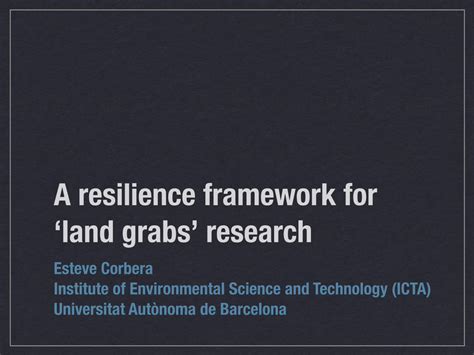 Pdf A Resilience Framework For ‘land Grabs Research · A Resilience