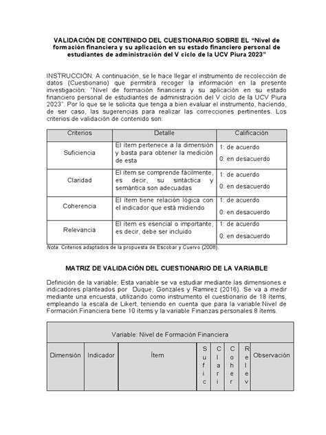 Formato De Validacion De Expertos Pdf Presupuesto Deuda