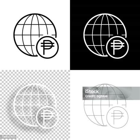 페소 기호와 글로브 디자인 아이콘입니다 빈 흰색 및 검은색 배경 선 아이콘 0명에 대한 스톡 벡터 아트 및 기타 이미지 0명