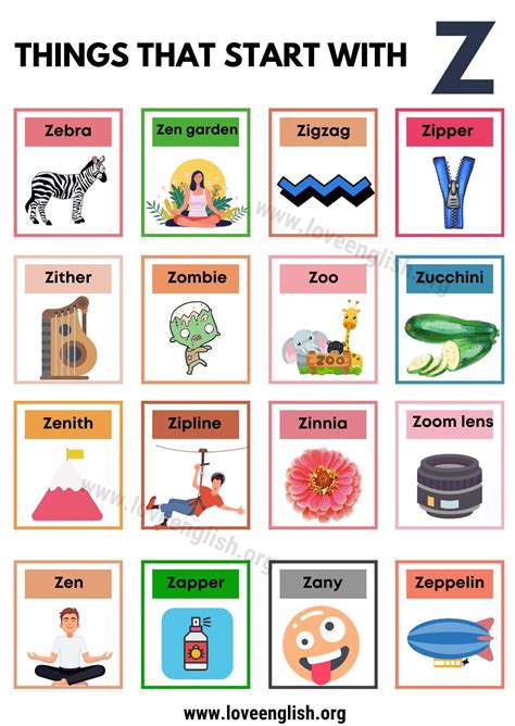 24 Awesome Things that Start with Z - Love English