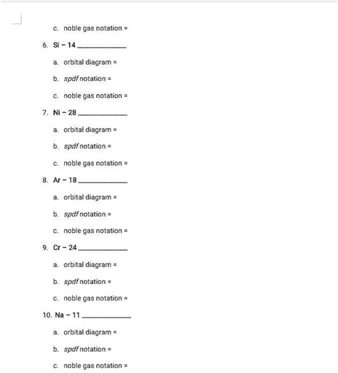 SOLVED Noble Gas Notation Si 14 Orbital Diagram Spdf Notation Noble