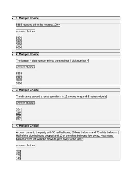 math quiz pdf mathematics elementary mathematics