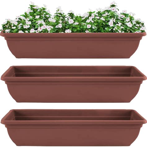Allez 3pcs Trough Planter Terracotta Window Box Planter Plants