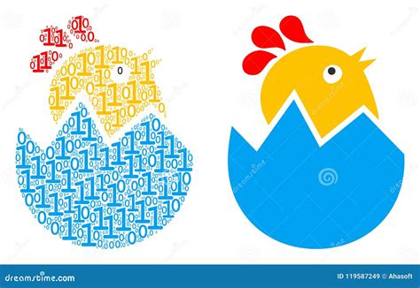 hatch chick composition of binary digits stock vector illustration of