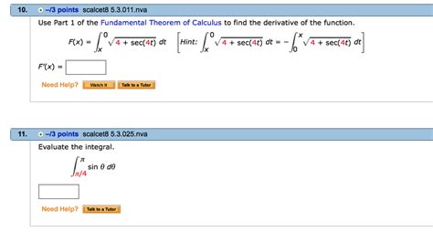 Solved Use Part 1 Of The Fundamental Theorem Of Calculus To