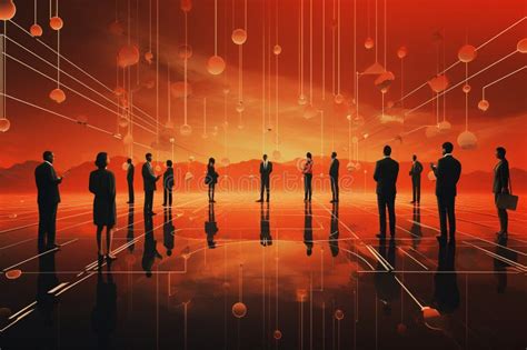 Humans Interconnected Through The Web Of Technology Symbolizing The Power Of Digital