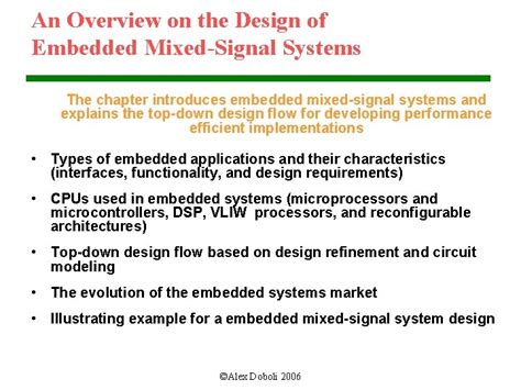 introduction to mixedsignal embedded systems design alex doboli