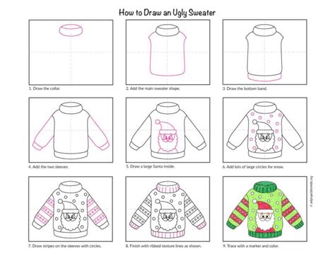 Sweater Drawing Lesson Easy Ugly Christmas Knit Sweater Art Lesson For