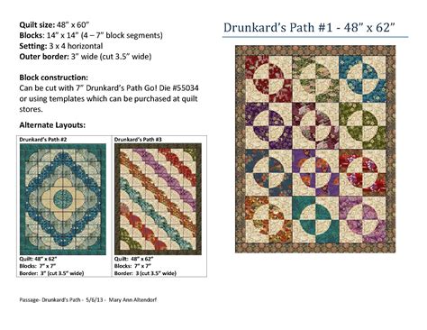 Drunkards Path Quilt Pattern By Mary Ann Altendorf