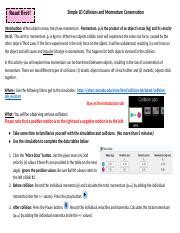 Lab Collision Phet Rev Docx Read First Simple D Collisions And