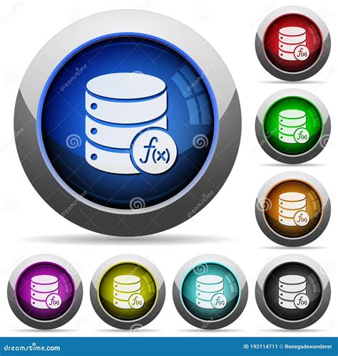 database functions round glossy buttons stock vector illustration of