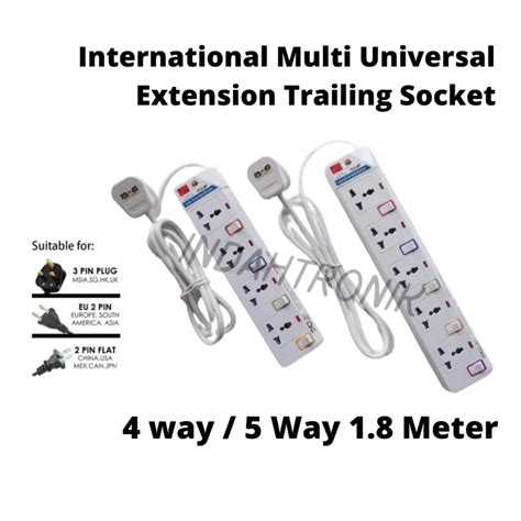 4 5 Way Gang International Multi Universal Portable Extension