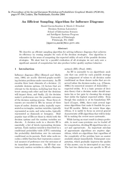pdf an efficient sampling algorithm for influence diagrams