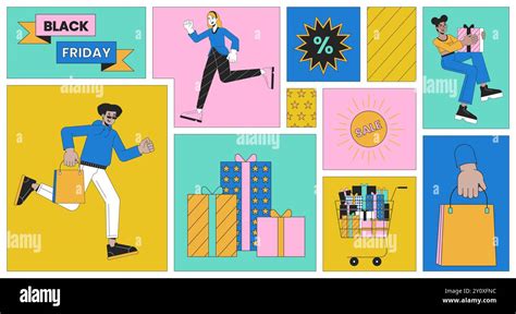 black friday weekend bento grid illustration set stock vector image and art alamy