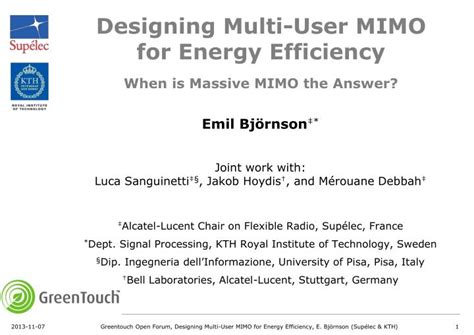 Ppt Designing Multi User Mimo For Energy Efficiency Powerpoint