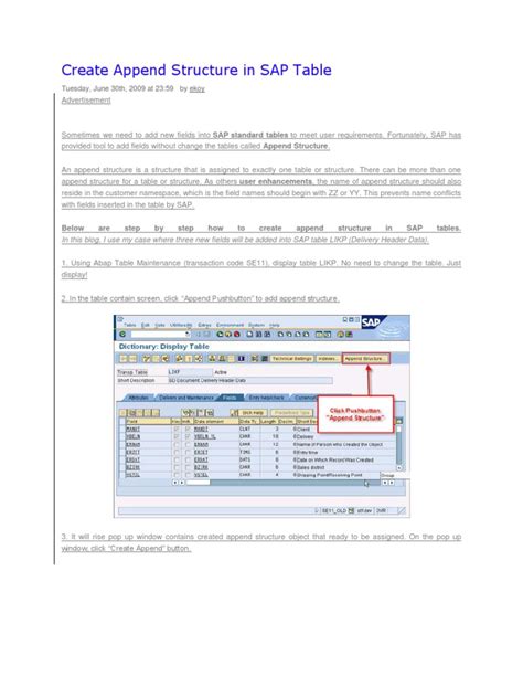Create Append Structure In Sap Table Pdf Computer Data Digital