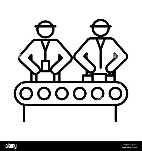 Assembly Line Icon Linear Logo Mark Set Collection In Black And White For Web Stock Vector Image